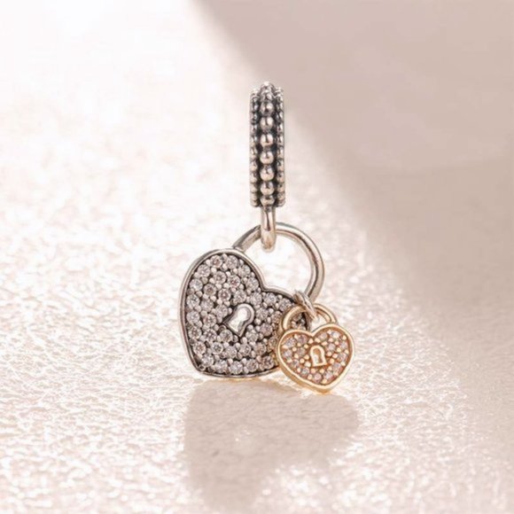 Pandora | Jewelry | Pandora Pav Heart Padlocks Dangle Charm | Poshmark